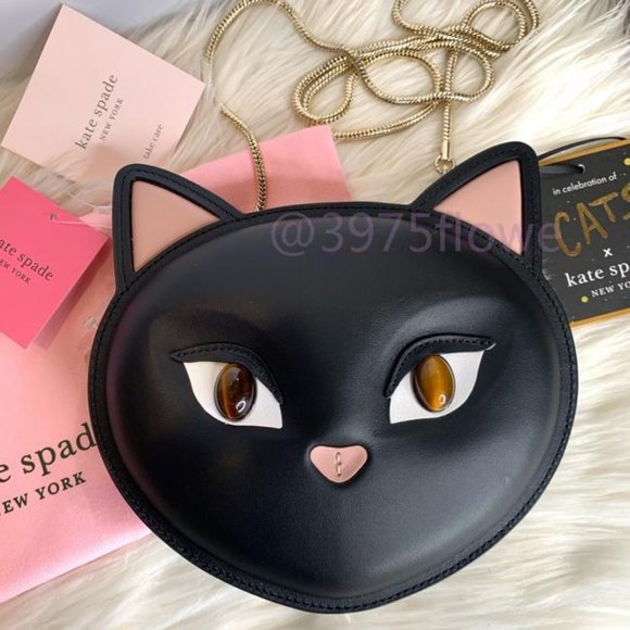 kate spade | Bags | Kate Spade Meow Cat Black Leather Crossbody Bag ...